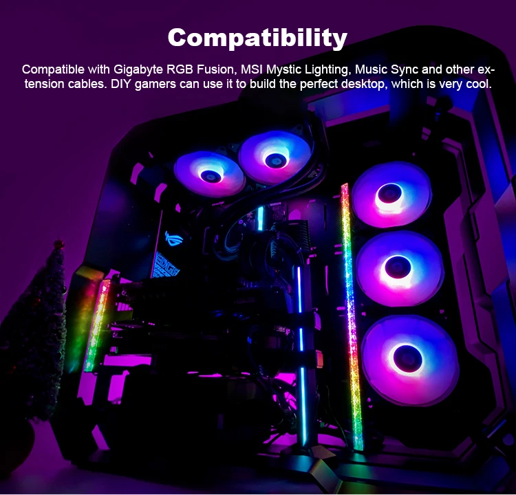 ASIAHORSE 14cm ARGB LED Strip for PC - 5V 3-Pin RGB Multicolor Lighting ...