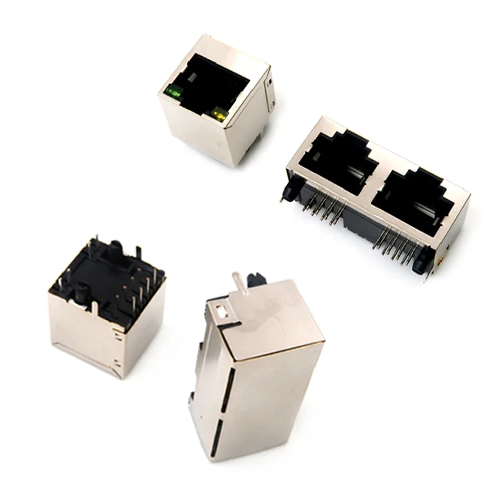 Single and Double Type PCB Modular RJ45 Jack Female Male Connector ...