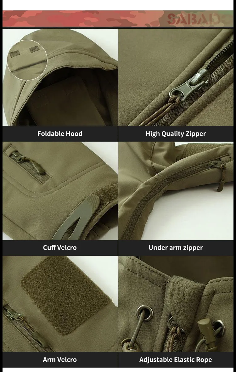 SABADO Outdoor Shark Skin Warm Keeping Hunting Camouflage Suit