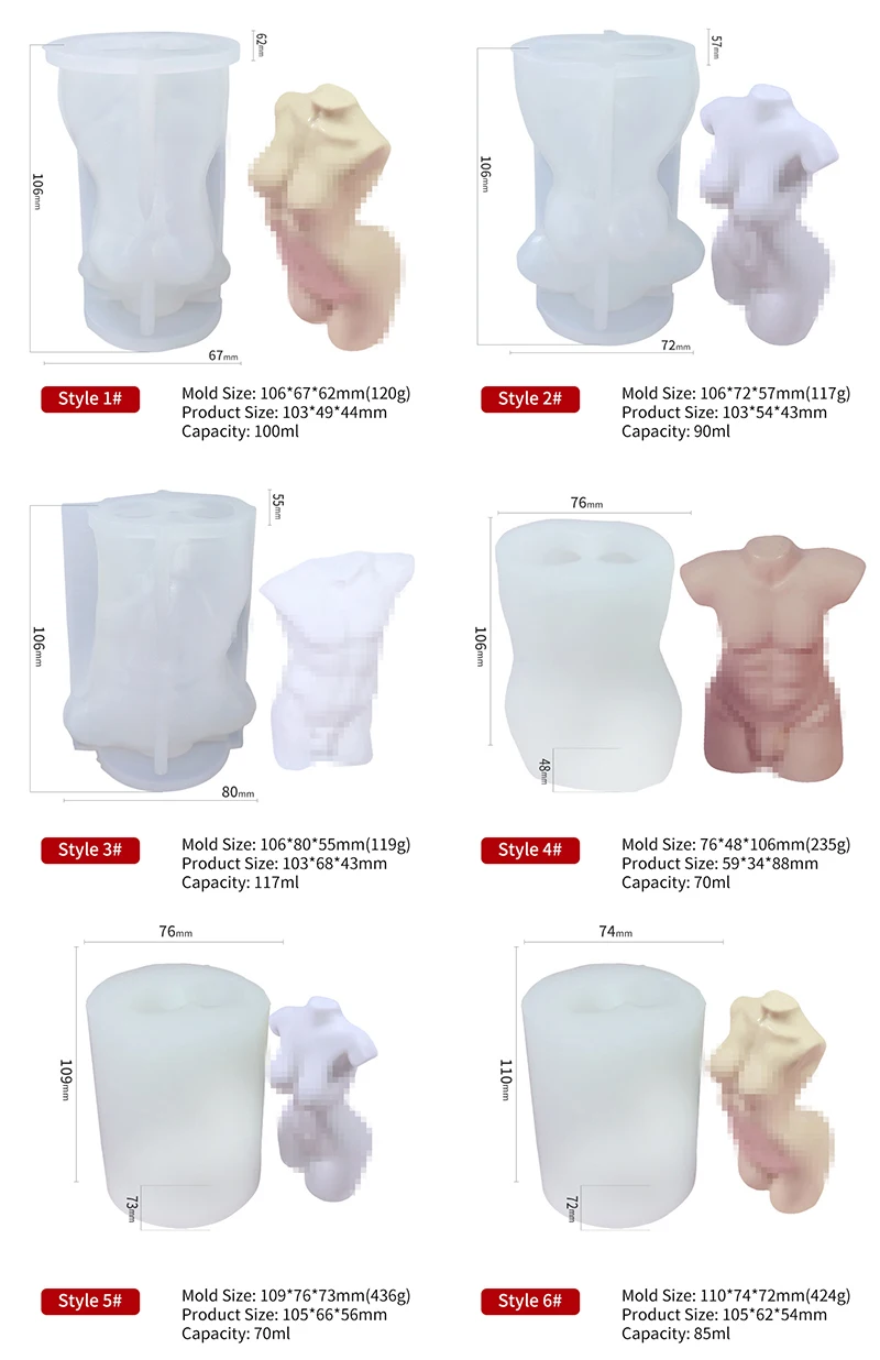 DIY 3D Custom Human Torso Cement Wax Mould Plaster Curvy Female Women ...