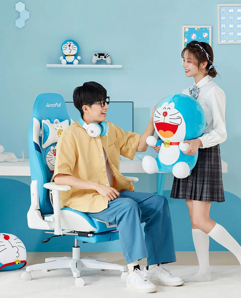 Ergonomic Doraemon Gaming Desk Chair for Kids - Comfort & Durability