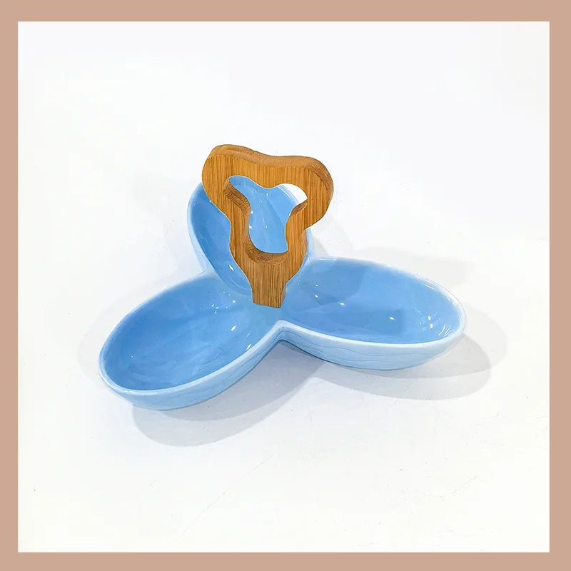 3 Compartments Ceramic Fruit Platter Food Platter Chip Proof And Dip ...