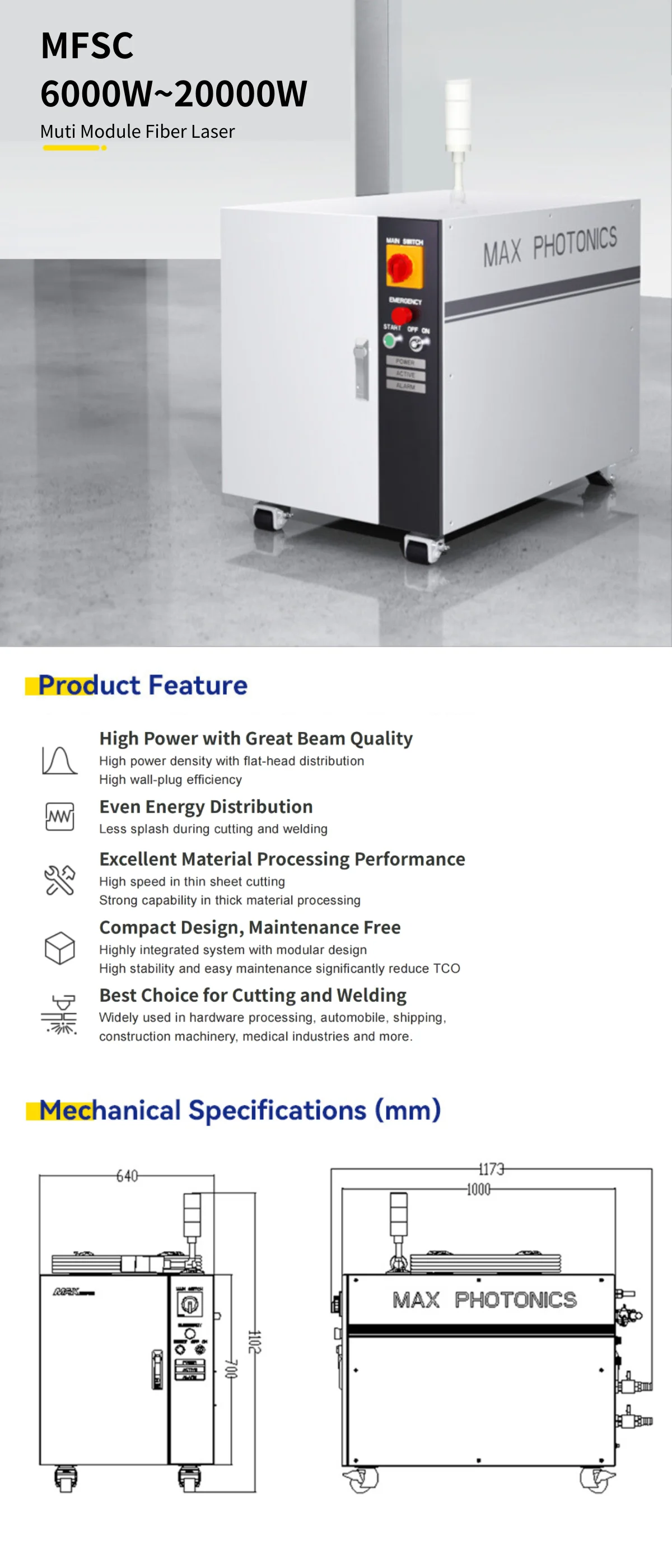 10KW Fiber Laser Source Max MFMC-10000 CW Multi Module Fiber Laser ...
