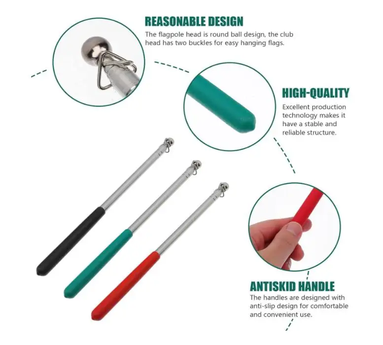 Telescopic Hand Flagpoles Stainless Steel Retractable Tour Guide Flag ...