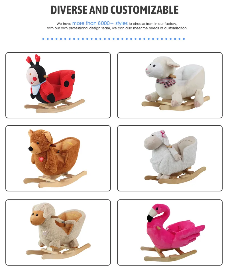 Baby Toddler Seat Rocker Wooden Base Plush Animal Rocking Chair - Buy ...