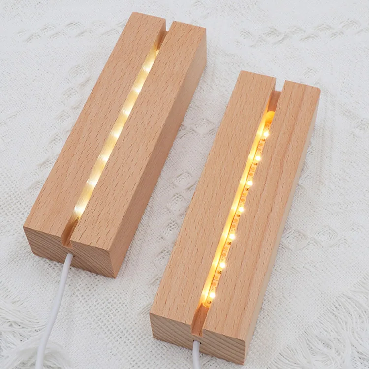 Rectangular Wooden Led Lights Display Base Stand 3D Plexiglass Lamp ...