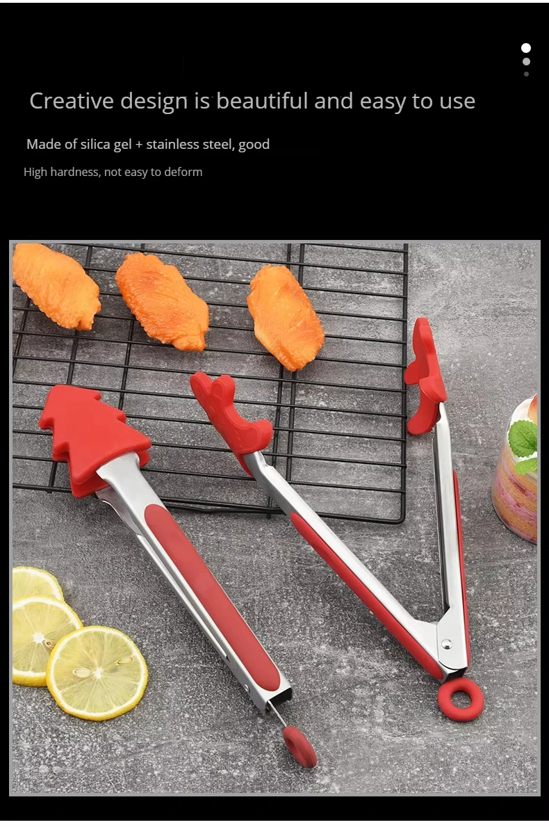 Christmas Serving Tongs Silicone Mini Food Tongs with Custom Logo ...