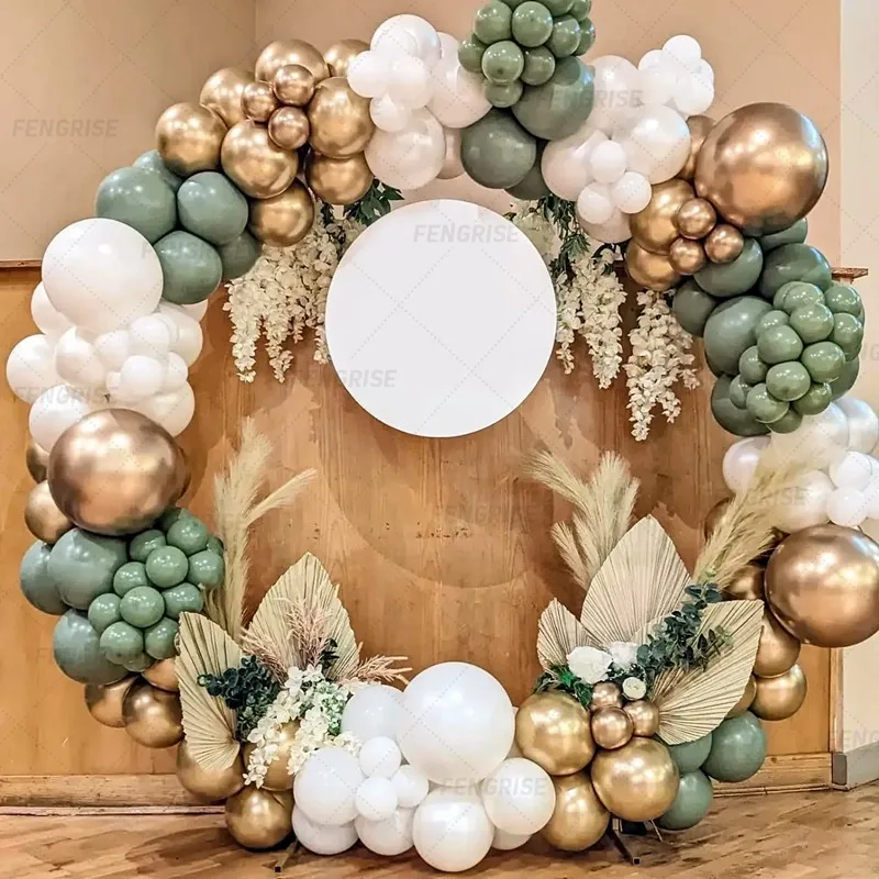 Sage Green Balloon Garland Kit Green White Metallic Gold Latex Balloons Arch Kit For Baby Shower ...