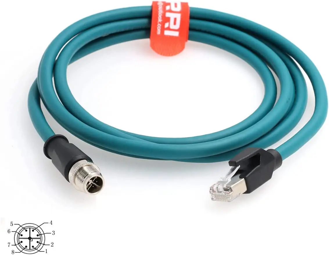 M12 X-coded 8pin To Rj45 Gigabit Ethernet Interface Cat6 Shielded Cable ...