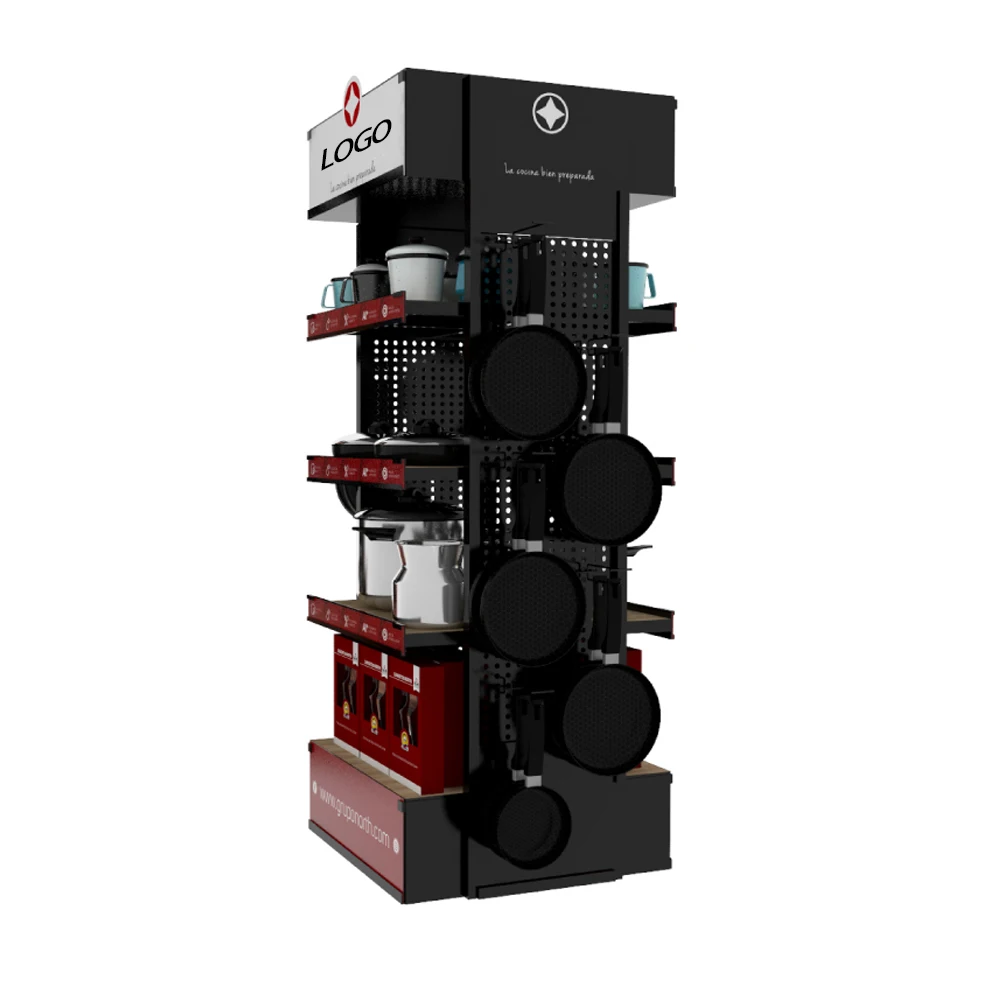 Retail Shop Fixture Floor Standing Two Side Kitchenware Utensils Metal ...