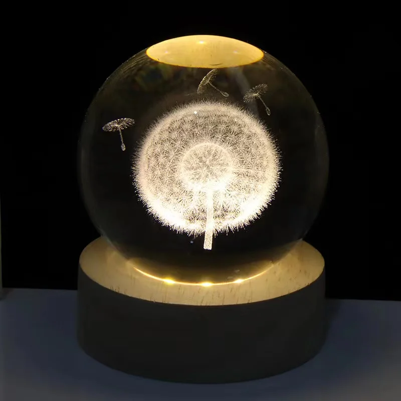 Cosmic Solar System Planets Pattern Crystal Ball Night Light Indoor ...