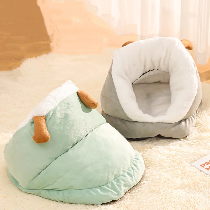 Half Closed Pet Nest Plush Insulation Thickened Pet Nest Mat Pet ...