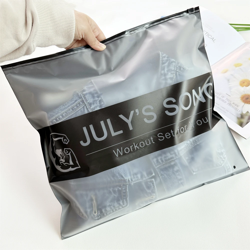 Customized Black Clothing Zip Lock Poly Bags - Biodegradable