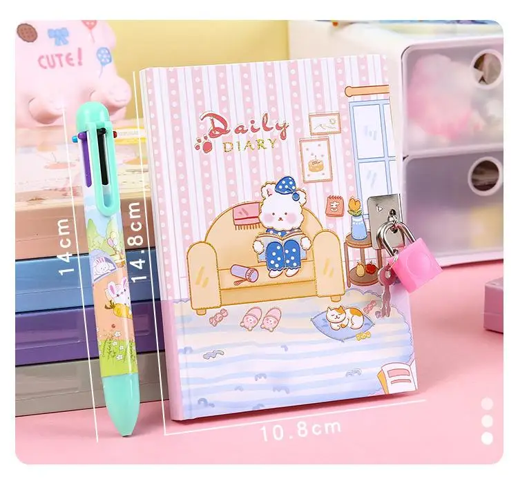 Cartoon Diary Journal Lockable Kawaii Kids Gift Set Diary Children Gift ...