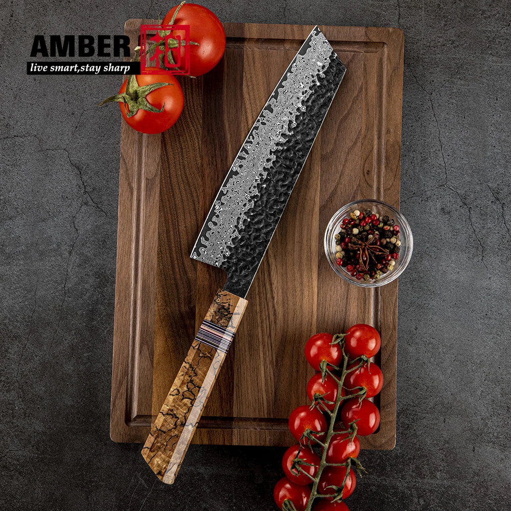 Amber Professional Wood Handle Hand Forged VG10 Damascus Japanese ...