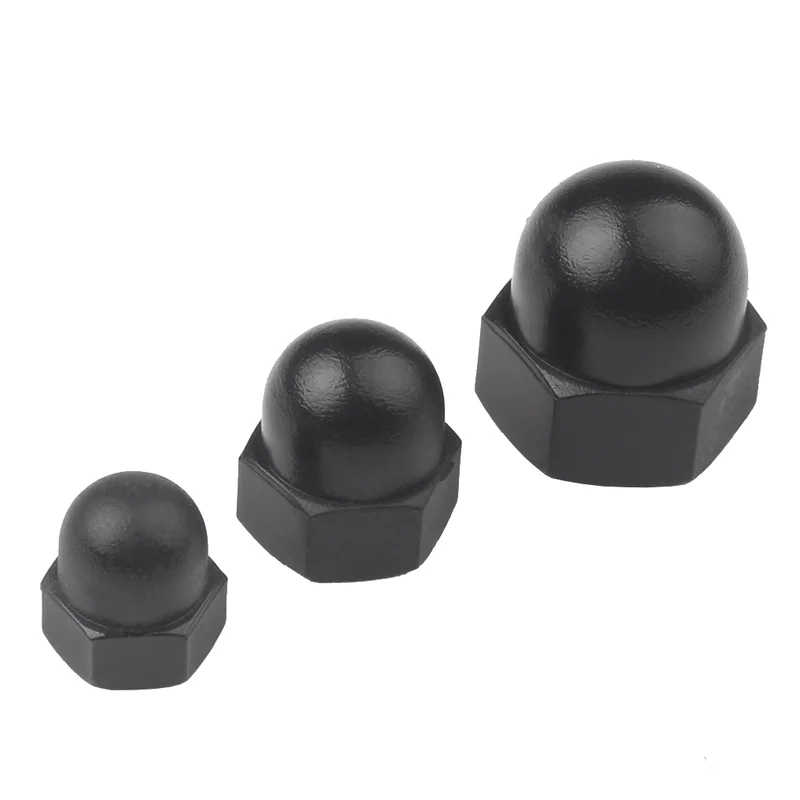 DIN1587 Hexagon Domed Cap Nuts - Black Nylon Decorative