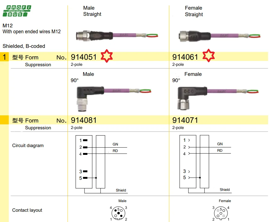 Profibus M12 B Code Field Bus Shielding Function Connector With Pvc Pur ...