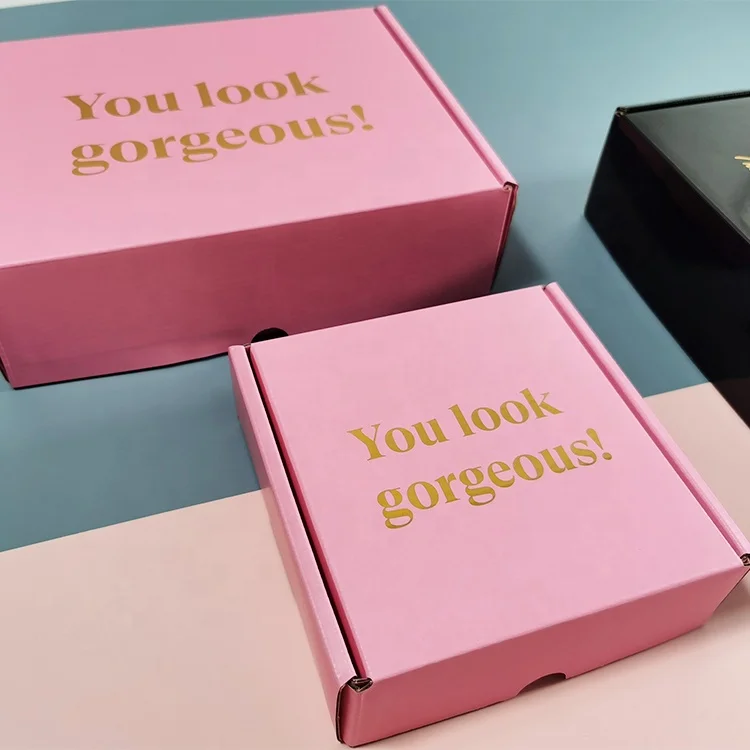 Custom Logo Cardboard Cartons 4x6 Reflective Eco Friendly Blush Pink ...