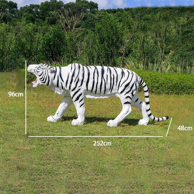 Custom Life Size Bengal White Tlger Statue Outdoor Park Zoo Landscape ...