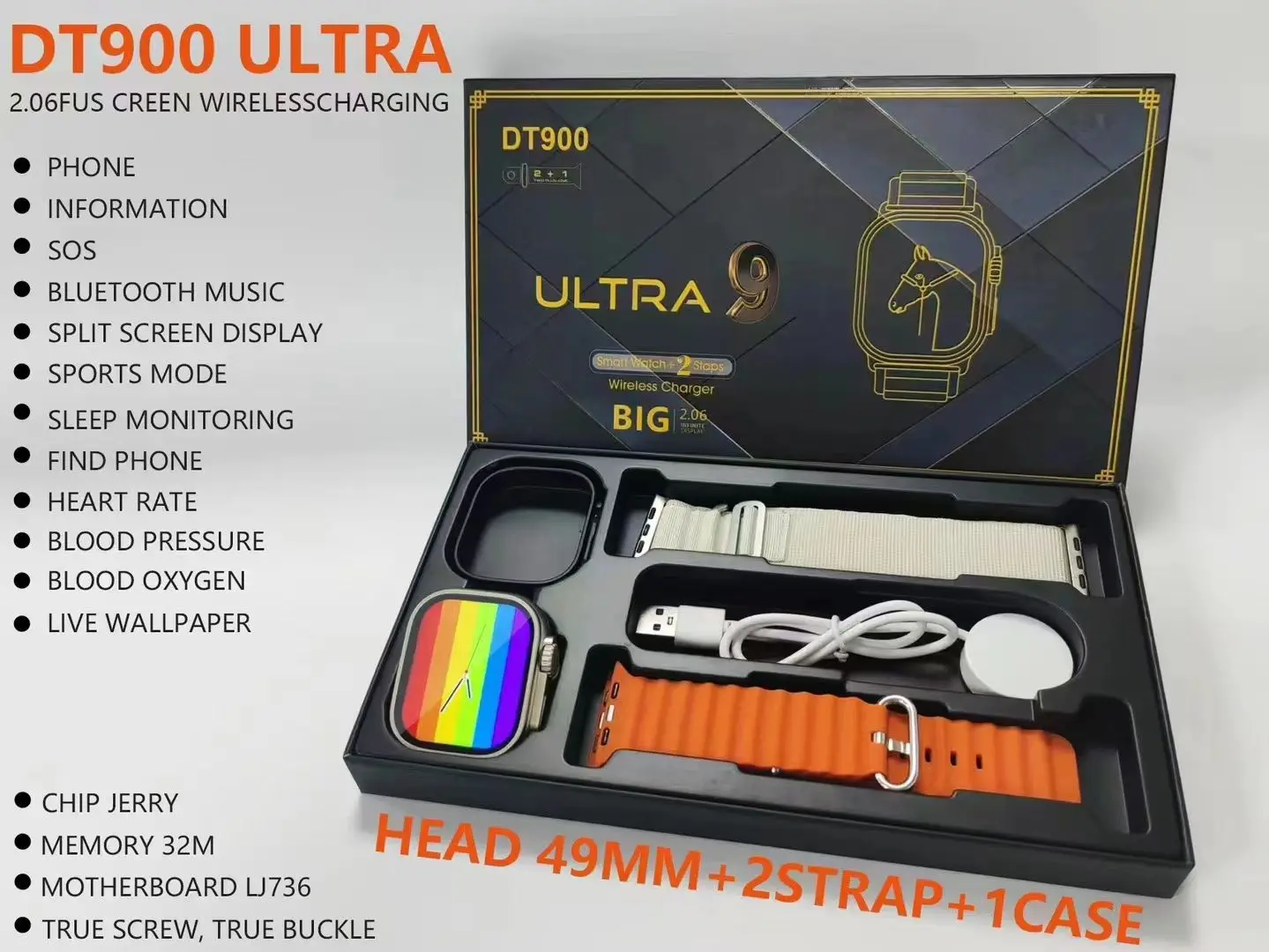 2023 Dt900 Ultra 7 In1 Watch Strap Smartwatch Wireless Bt Calling Gift ...