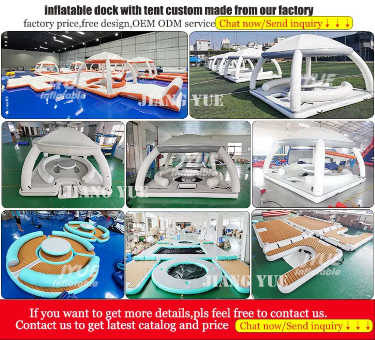 Summer Water Bar Inflatable Floating Dock With Tent Sun Deck Floating ...
