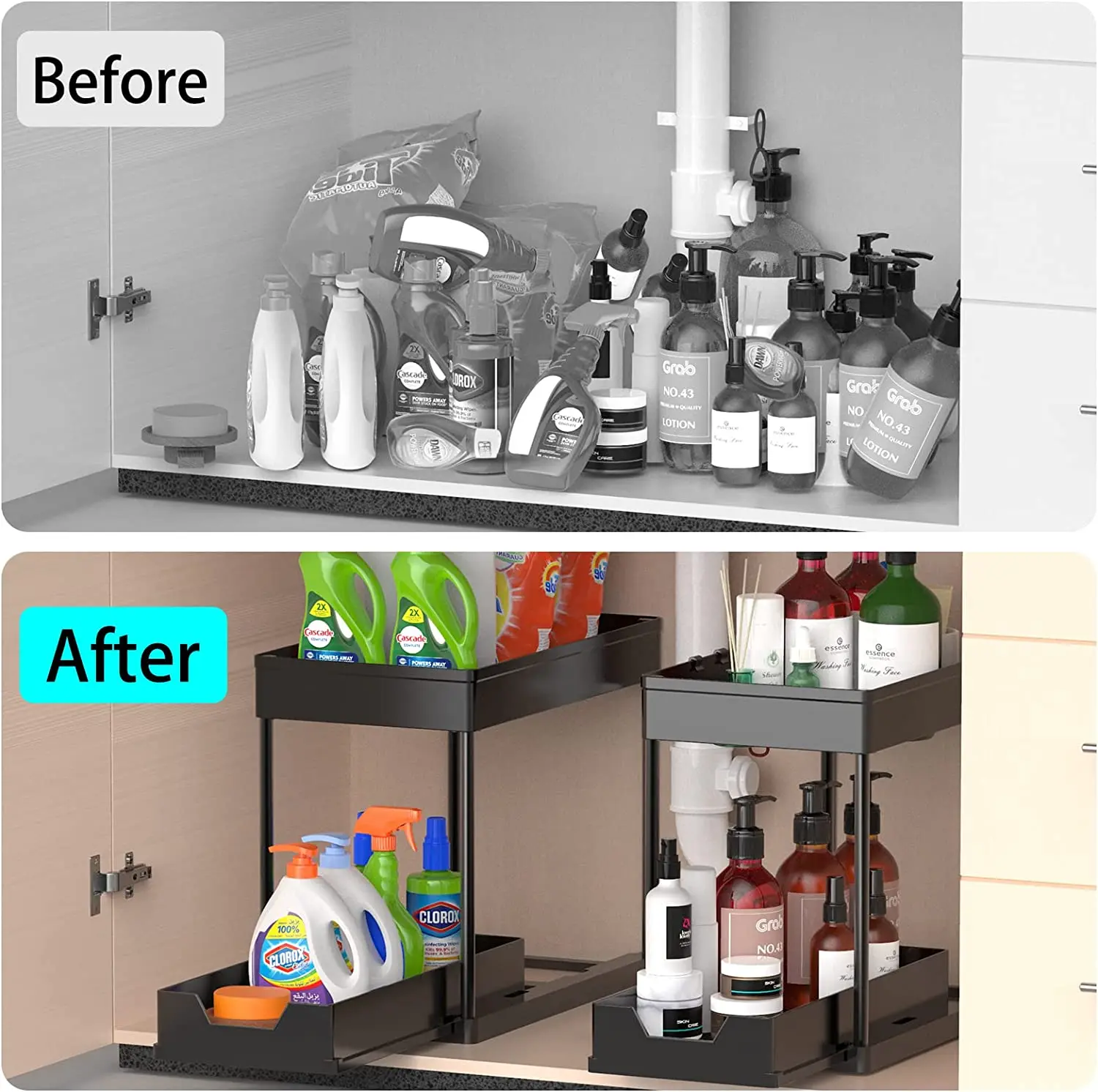 The 2 Tier Sliding Pack Rack Stick On Kitchen Storage Spacekeeper ...