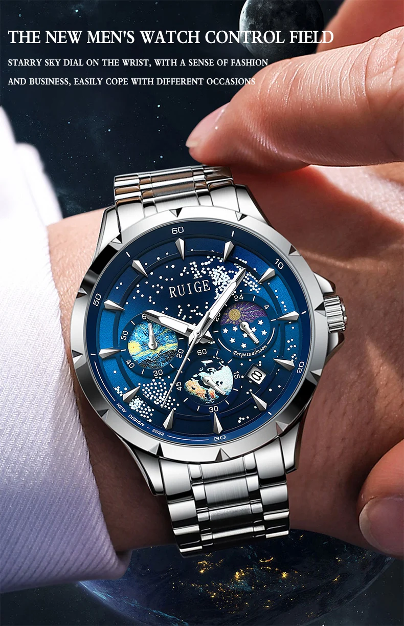 Ruige N3 Men's Original Brand Quartz Watch Waterproof Luminous Starry ...