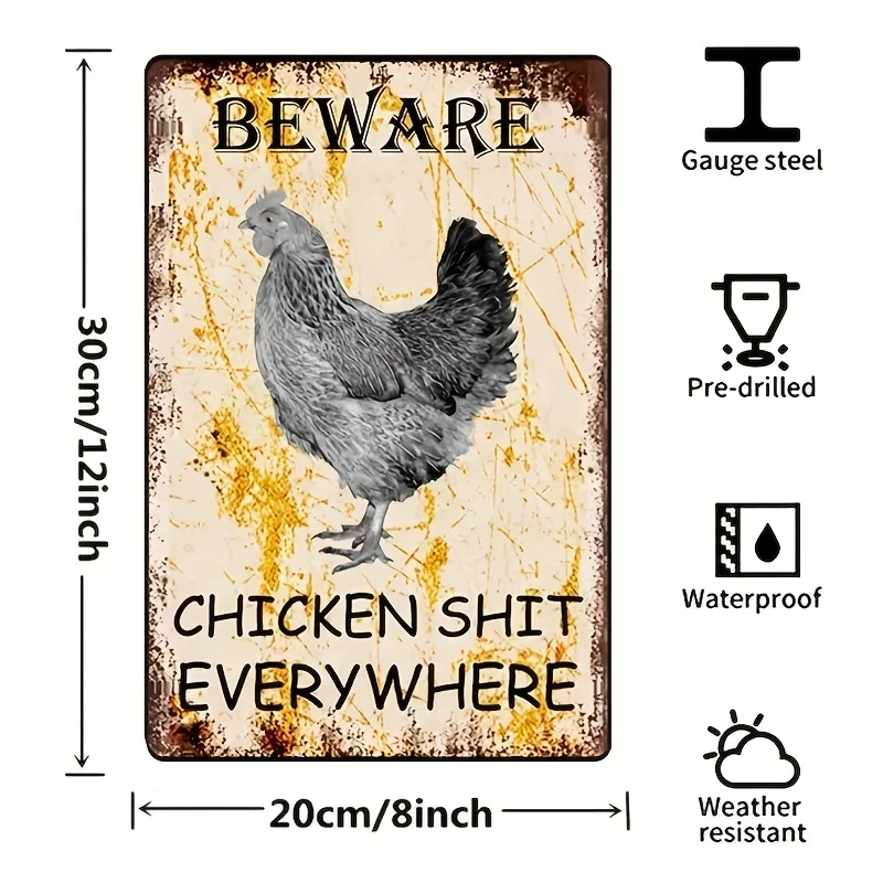 Berserk Tin Chicken Sign Vintage Egg Farm Sign Bar Wall Decoration ...