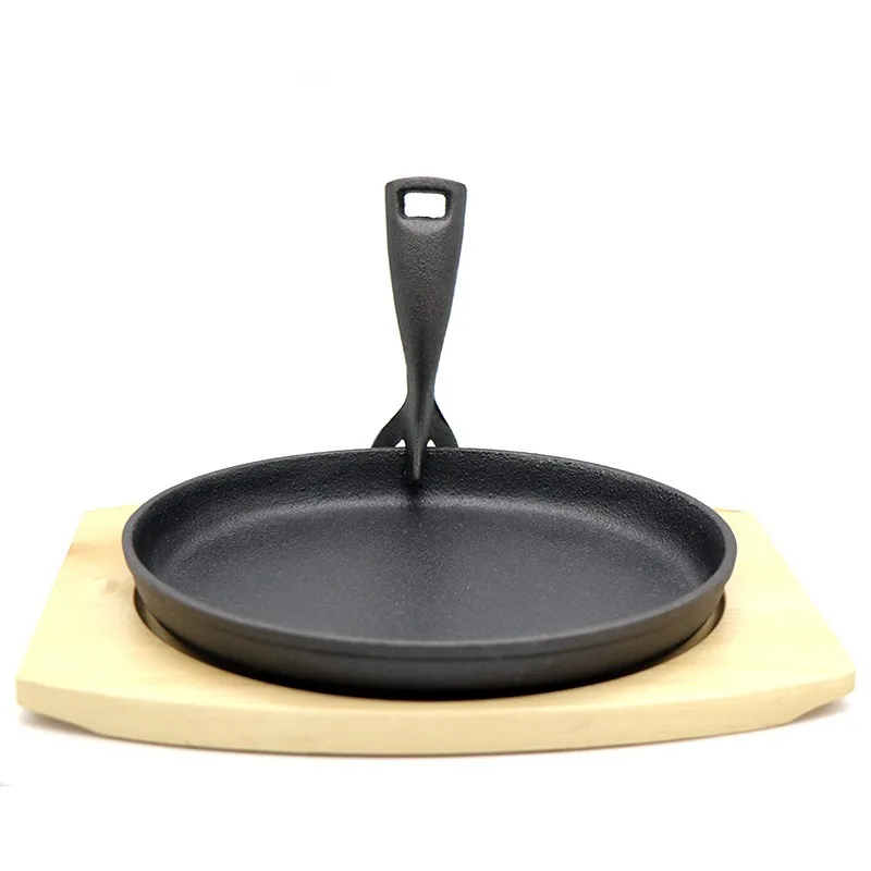 Cast Iron Cookware Set Round Sizzler Plate With Wood Base - Buy ...