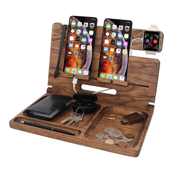 Foldable Wooden Docking Station For Men Nightstand Organizer Multi ...