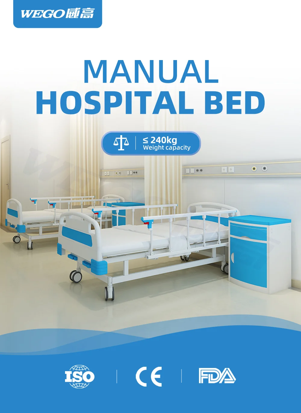 WEGO Manual Hospital Bed - Reliable & Comfortable Solutions