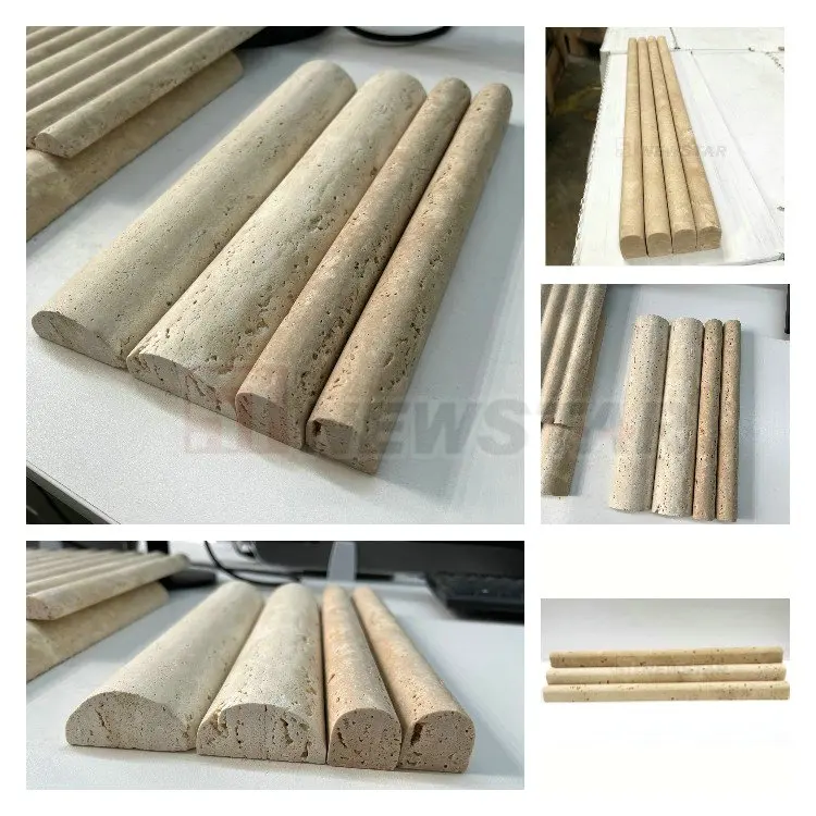 New Design Beige Travertine Wands Curve Fluted Marble Tile