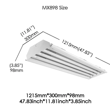 4 Lamp T8 Fluorescent with Mirrored Reflector - LED High Bays