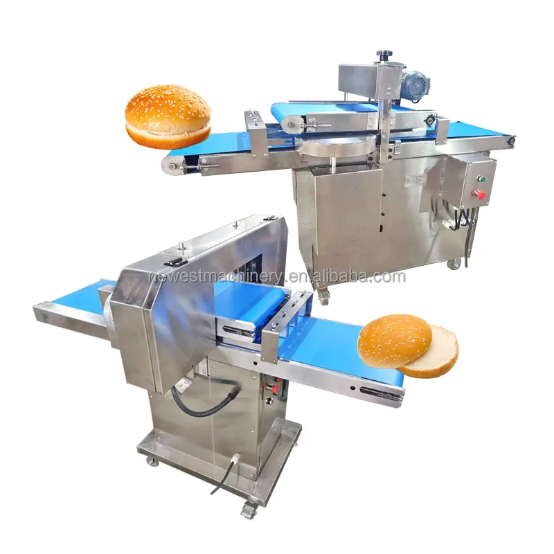 Half-cut Hot Dog Bun Cutting Machine Adjustable Burger Bread Slicing ...