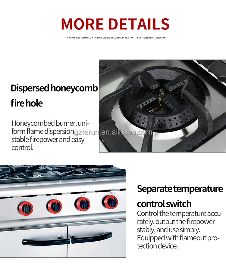 Gas Range 4 Burner With Cabinet Commercial Industrial Kitchen Gas ...