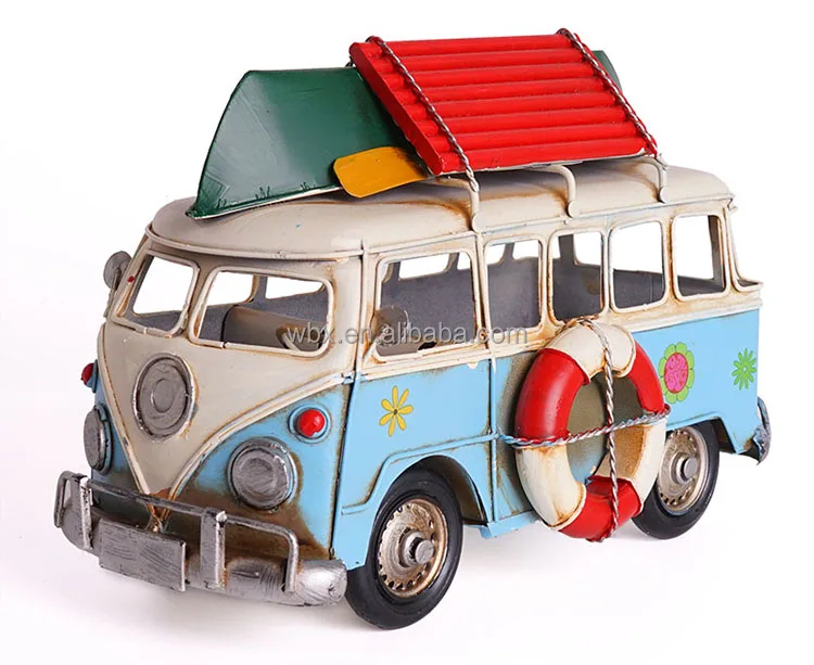 Iron Bus Figurines - Vintage Metal Miniatures for Home