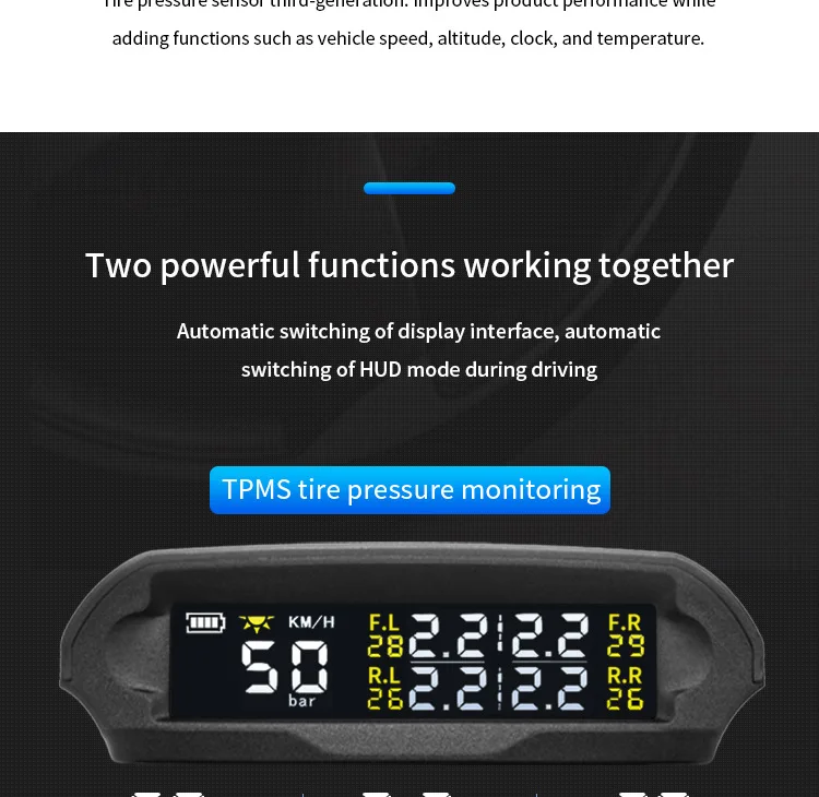 Universal 433mhz Digital Tpms Monitor Psi Tire Pressure System With Lcd Display Tire Gauge For ...