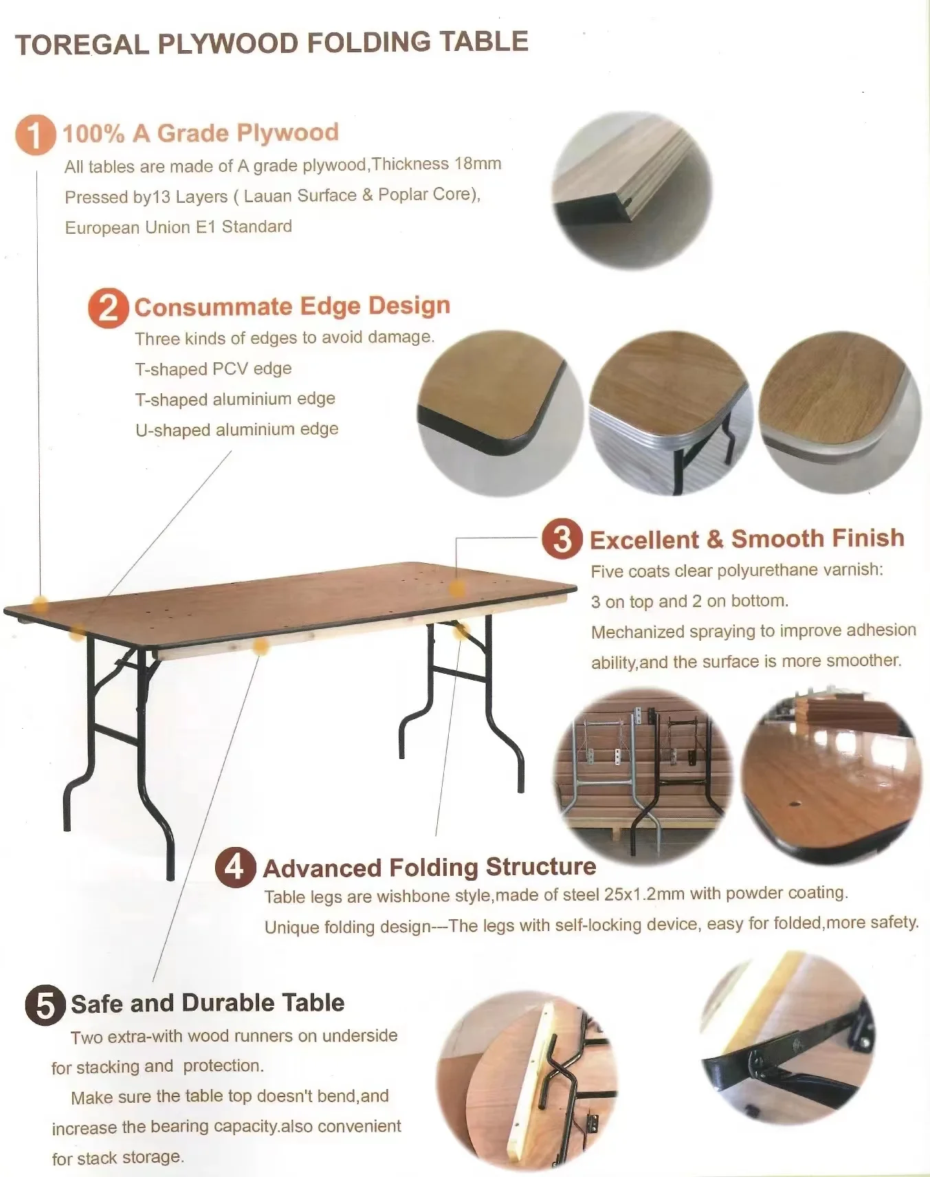 Rectangular Fireproof Wooden Top Folding Table For Events Party Useful ...