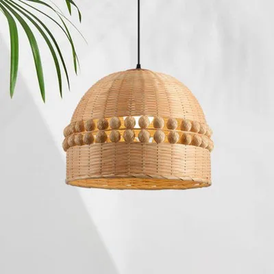 Round Rattan Pendant Lamp,Round Wicker Ceiling Light,Rattab Chandelier ...