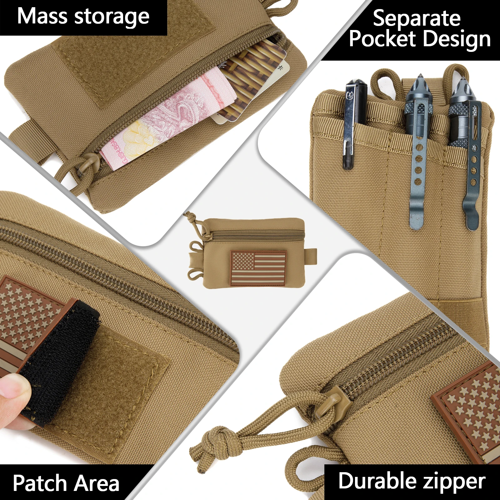 Edc Tactical Pouch Mini Wallet Key Card Carrier Holder Small Travel ...