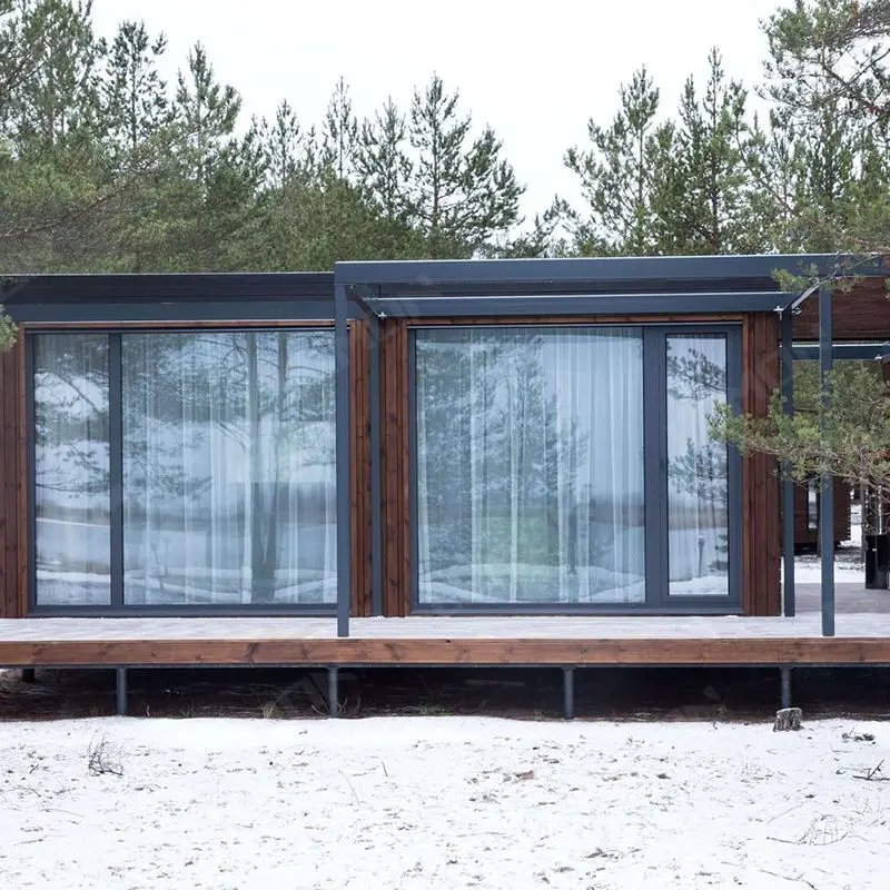 Balcony Modern Floor To Ceiling Thermal Break Big Black Aluminum Frame ...