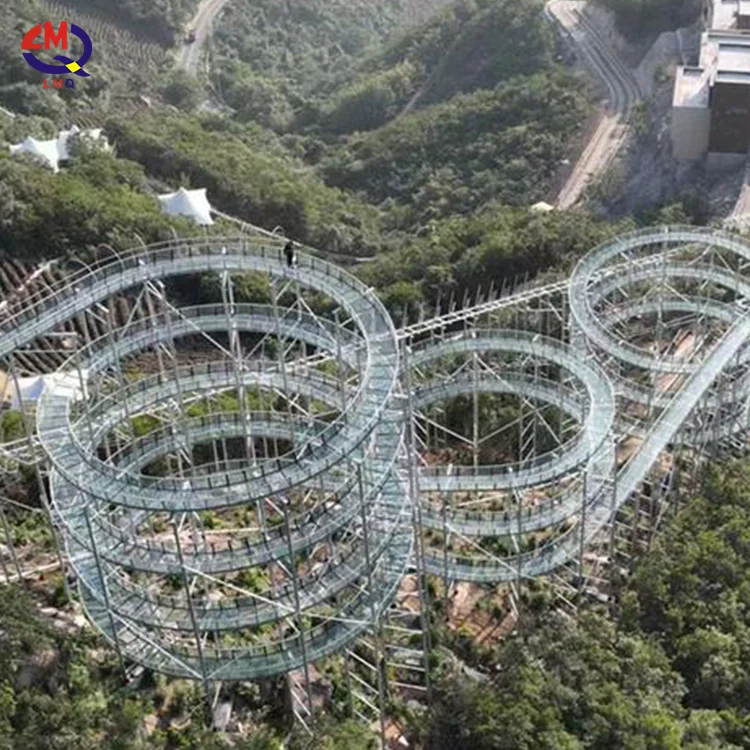 Amusement Rides Mountain Glass Water Slide Roller Coaster Large Long Glass Water Slide Drifting ...