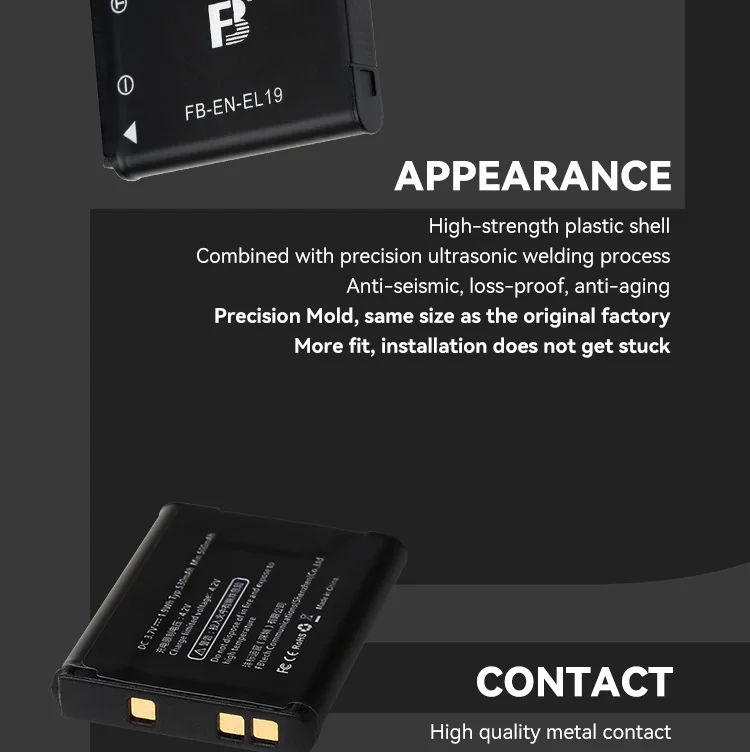 FB-EN-EL19 830mAh 3.7V New Decoding Lithium Battery Camera Battery for ...