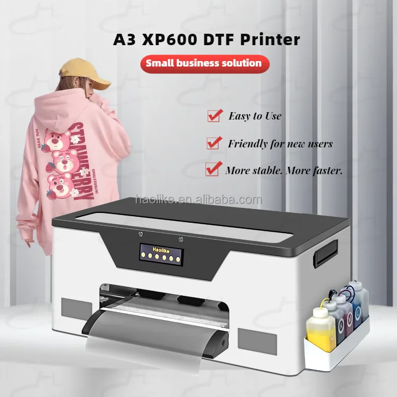 Haolic A3 XP600 DTF Printer - Multifunctional T-Shirt Printing Machine
