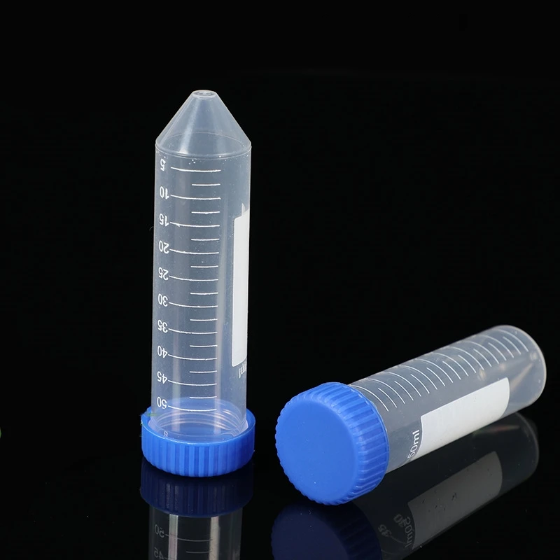 Laboratory Conical Flat Bottom Test Tubes With Screw Caps Centrifuge ...
