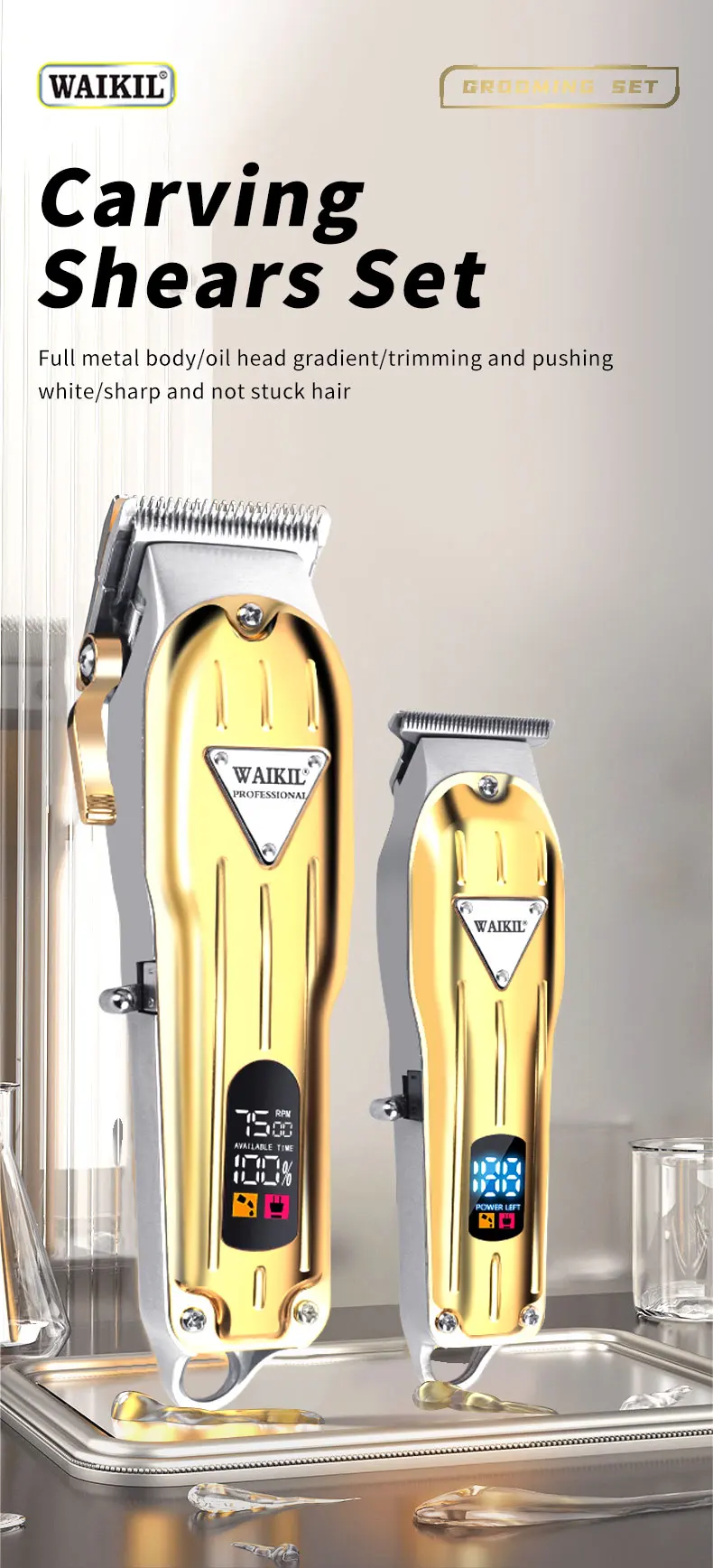 Waikil Professional Rechargeable Electric Hair Trimmers Kit Hair ...