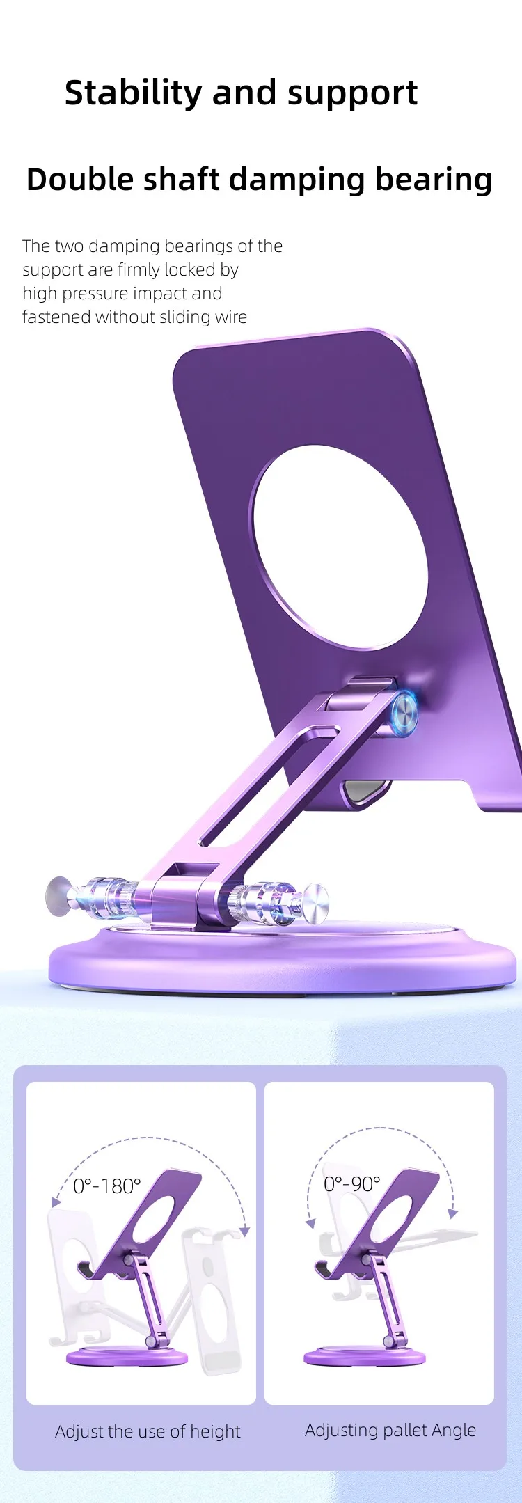 Odm 2in1 Metal Foldable Cell Phone Holders Desktop Adjustable Mobile ...