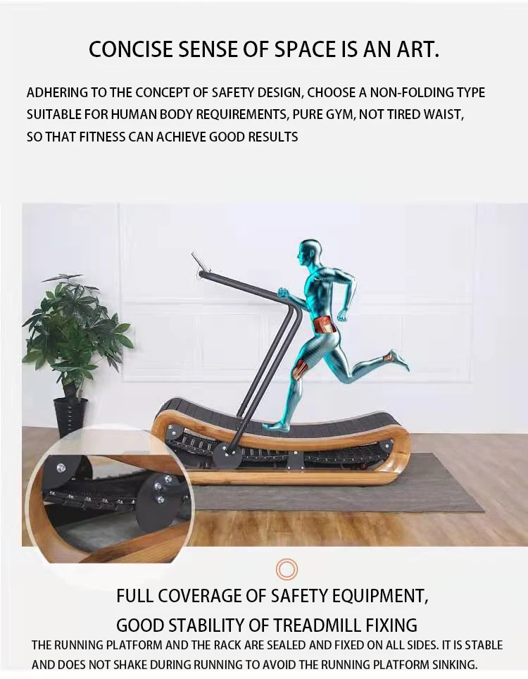 Cardio Fitness Equipment Curve Treadmill Woodway Running Machine Wooden ...