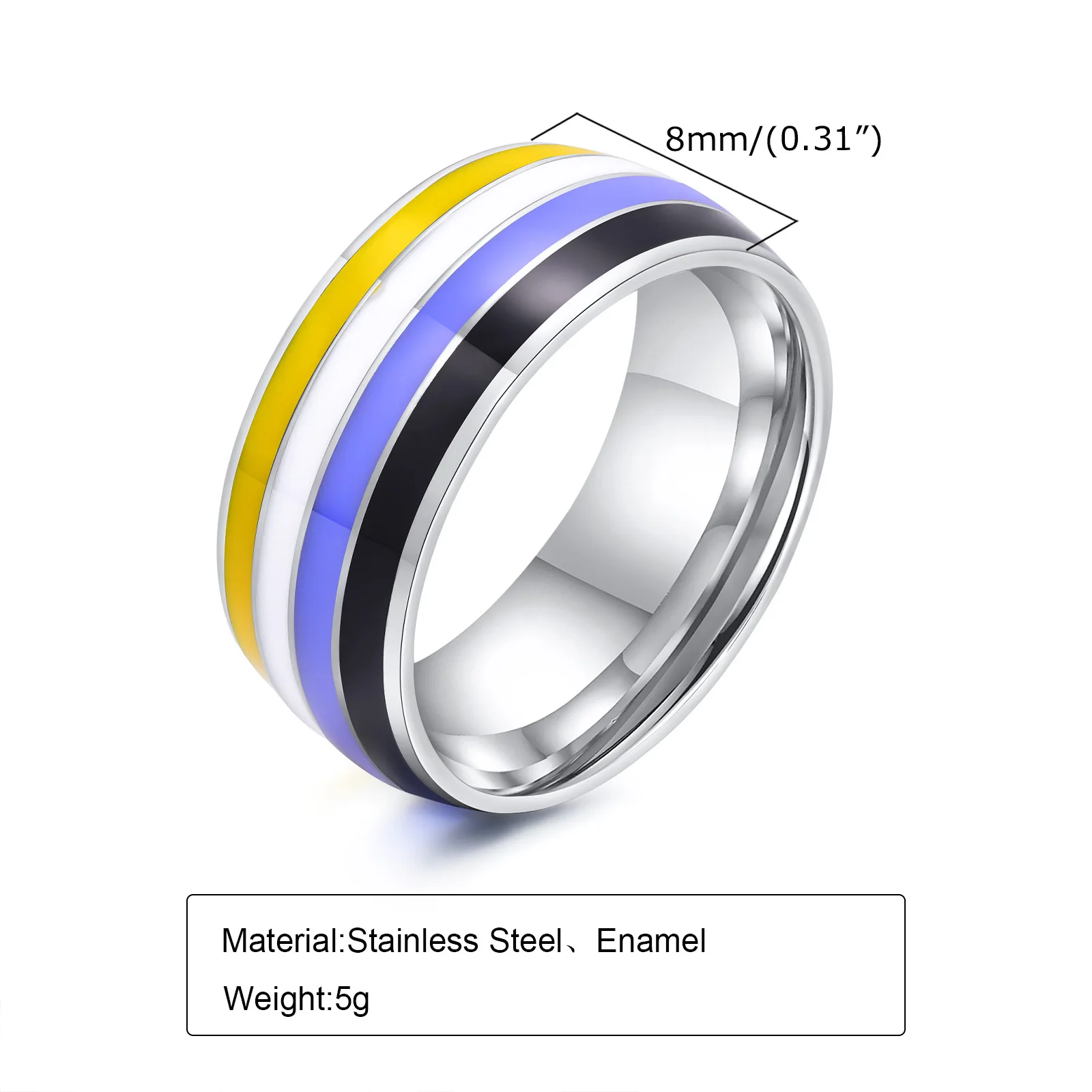 Customized Stainless Steel Enamel Rainbow Lgbt Pride Ring For Lesbian ...