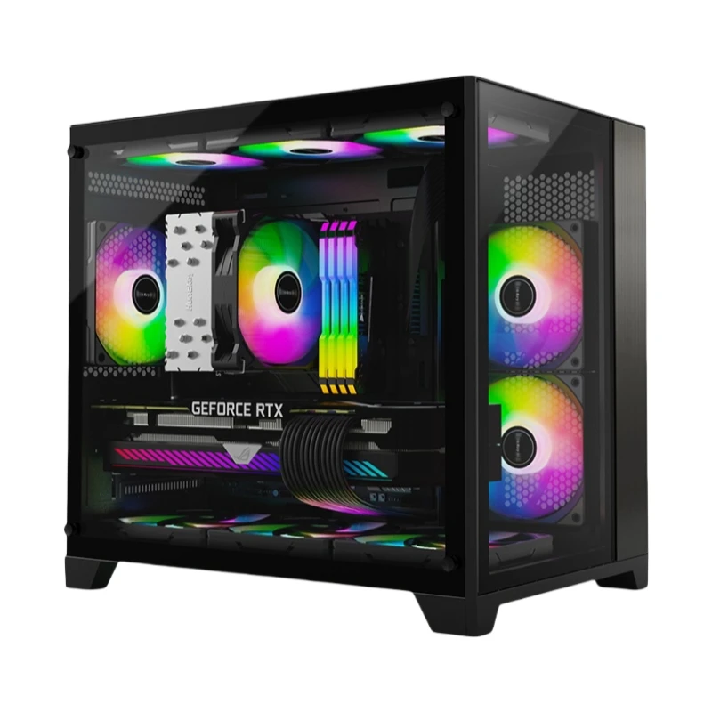 C704 Mini-2 Game Fishtank Design TG Glass 270 Desktop MATX Cabinet Cube ...